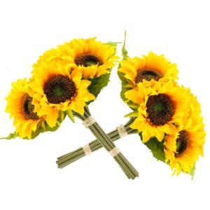 decpro artificial sunflower bouquets, 9 heads realistic silk sunflowers for home hotel office wedding party garden decoration, diy floral arrangement, centerpieces(pack of 2)