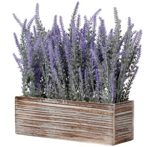 dilatata lavender flowers artificial lavender decor fake lavender plant in rustic wooden pot faux plants in pots for home bathroom table centerpieces wedding decor potted lavender flower purple decor