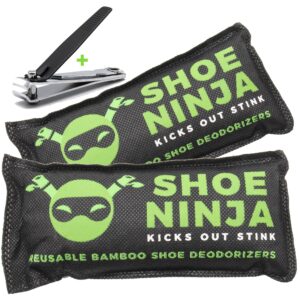 shoe deodorizer inserts - shoe odor eliminator - activated charcoal to absorb shoe smell - pack of 2 shoe smell eliminator with nail clippers