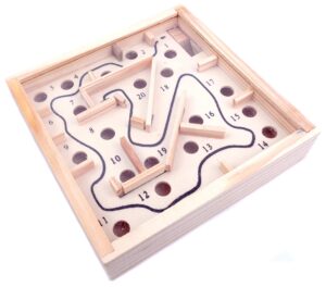 magikon mini wooden labyrinth, balance maze 4-1/2-inch