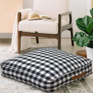 jn better homes & gardens yarn dyed floor cushion - 24 inchesx24 inchesx5 inches - black and white gingham