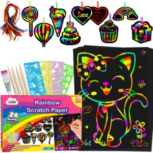 zmlm scratch paper art-craft for girls: rainbow scratch magic drawing set paper pad board supply kit girl project activity for 3-12 age kid toy holiday|party |birthday|children's easter day gift