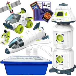 coolduck space toy set for boys girls, kids' play spaceships, space shuttle, space capsule, space rover, space station, astronauts figure, rocket toys for any interstellar mission adventure