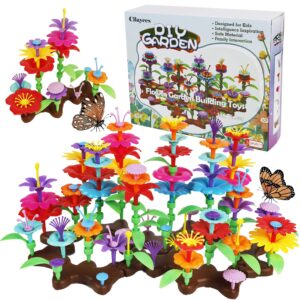 cllayees 148 pcs flower garden building toy set for kids, building blocks pretend gardening set preschool educational activity stem flower garden stacking game gift for boys girls age 3-7 year olds