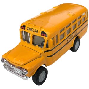 artcreativity diecast yellow school bus for kids, 4.75 inch classic school bus toy with pullback mechanism, durable diecast metal, party favors, best birthday gift for boys and girls