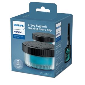 philips norelco quick clean pod cartridge, lubricates shaver and eliminates cut hair, 2x 5.4 fl oz cartridges (up to 6m supply), cc12/52