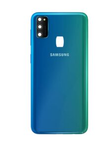 ps fortunet replacement back battery door cover panel with camera lens logo and buttons for samsung galaxy m30s m-m307f/ds - sapphire blue