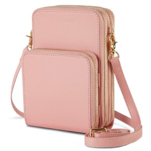 ecosusi crossbody bag small cell phone purse for women touchscreen handbag crossbody purse with detachable wallet pink