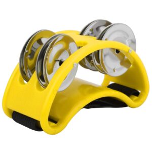 foot tambourine with double row for cajon box drum companion accessory(yellow)