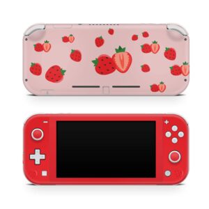 tacky design strawberry decal skin compatible with nintendo switch lite skin wrap, red color skin for nintendo switch lite cover, premium vinyl 3m full wrap decal.