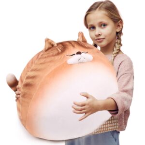 arelux 19.6in high chubby cat plush pillow, cute fat kitty cat stuffed animal soft kitten adorable hugging pillow anime plushies,funny toy birthday for adults friends