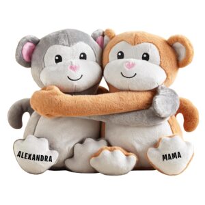 let's make memories personalized hugging plush monkeys - monkey stuffed animal for kids - for birthday - for boy - for girl - te quiero - familia