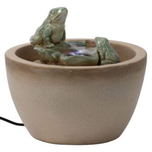 foreside home and garden multicolor ceramic frog indoor water fountain with pump