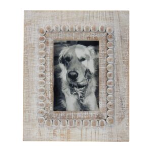 foreside home and garden white antique 4 x 6 inch bead decorative wood picture frame (ffrd09927)