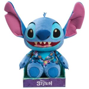 disney’s lilo & stitch 13-inch large stitch plushie stuffed animal, tropical theme, alien, kids toys for ages 2 up by just play