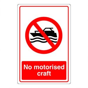 bannerbuzz no motorised craft sign with symbol metal aluminum prohibited sign rust free, uv print coated and weatherproof sign, indoor outdoor use (24" w x 36" h, sign without holes)