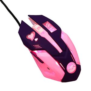 tdor creative and cute gaming mouse, overwatch d.va usb wired mouse,silent optical mice colorful colors breathing light, for office home and gamer