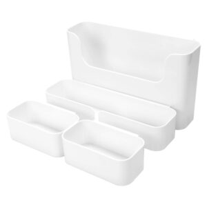 plastic storage bins white storage organizer for home/office storage, accessories organizer and space saver, pack of 4