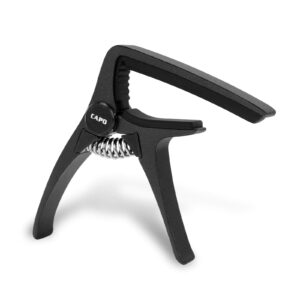 capo for banjo, capo for guitar, electric guitar capo, capo for acoustic guitar, ukulele and bass, quick release capo for banjo and mandolin, made of ultra lightweight aluminum alloy (matte black)