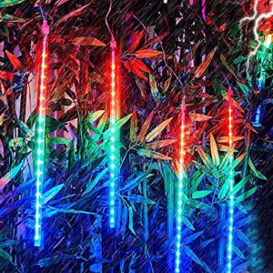 kanglipu christmas meteor lights dustproof waterproof outdoor lights cascading light for tree wedding party garden home decoration rain drop light (color : colored light, size : 80cm)