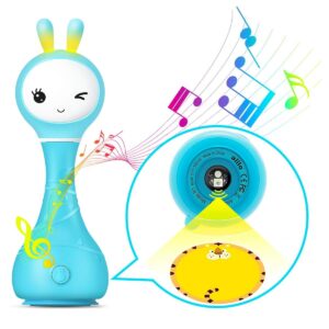 alilo bunny baby rattle shaker and teether toys,electronic rattle infants toy,9 kinds of color learning and educational toys with music & light for 0-6-12 months, gift for newborns girls boys toddlers