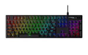 hyperx alloy origins - mechanical gaming keyboard, software-controlled light & macro customization, compact form factor, rgb led backlit - clicky hyperx blue switch, full size (renewed)