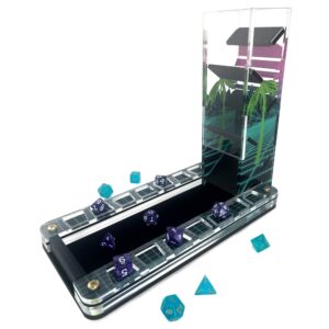 c4labs deluxe dice tray and dice tower - synthwave (dice tray and tower bundle)