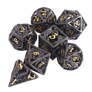 hong hui pure copper hollow metal dice set dnd polyhedral d&d dragon dice for dungeons and dragons pathfinder shadowrun role playing games dice rpg black gold