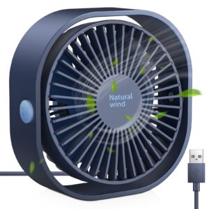 xdw usb fan small personal usb desk fan,3 speeds portable desktop table cooling fan powered by usb,strong wind,quiet operation,for home office car outdoor travel (navy blue)