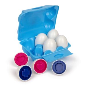 playkidz shape sorting eggs - developmental and educational toy - half a dozen (6) pieces for mixing and matching color or shape - recommended for ages 18m+