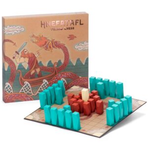 hnefatafl viking chess set - authentic, traditional two-player strategy board game classic - historic european tabletop asymmetric war game