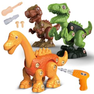 take apart dinosaur toys for boys building toy set with electric drill construction engineering play kit stem learning for kids girls age 3 4 5 year old