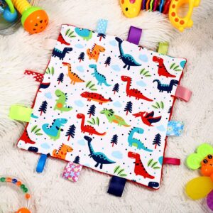 nuobesty baby blanket- dinosaur pattern appease blanket with tags taggy blanket for newborn toddlers