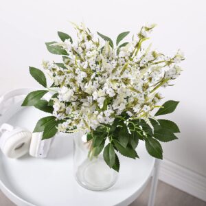 houele - 6 pcs artificial white flowers, artificial plants & flowers, long stem plastic flowers for home hotel office wedding party garden decor