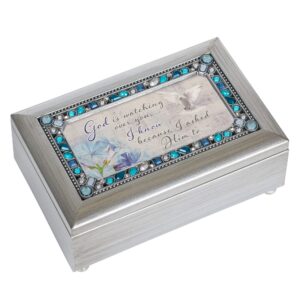 cottage garden watching over you champagne silver petite jeweled music box plays friend in jesus