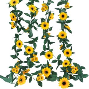 wxboom 4pcs artificial sunflower vine hanging sunflower garland silk artificial flowers with garland garden craft art party wedding and home decoration