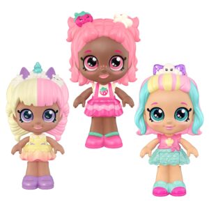 kindi kids minis collectible posable bobble head figurine 3pc - mini besties