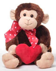 bearington wilde love stuffed animal monkey plush holding a heart with red bow, kid companion plushie, great gift for birthdays, holidays & other special occasions like valentines day, 15 inches