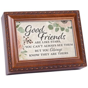 cottage garden good friends are like stars woodgrain rope trim music box plays you light up my life