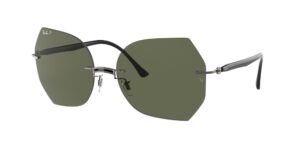 ray-ban women's rb8065 titanium butterfly sunglasses, black on gun metal/dark green polarized, 62 mm