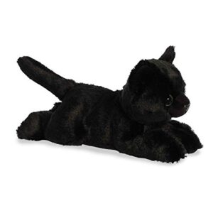 aurora® adorable mini flopsie™ twilight cat™ stuffed animal - playful ease - timeless companions - black 8 inches