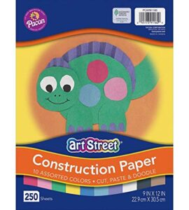 prang (formerly art street) construction paper, 10 assorted colors, standard weight, 9" x 12", 250 sheets