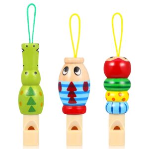 kisangel 3pcs/set animal wooden whistles for baby kids music instrument developmental educational toys for kids party noisemakers whistles kids birthday goody bag fillers(random style)