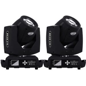 samger 2 pack 230w 7r moving head stage light 16 prism 7 colors 17 gobo patterns pan and tilt rotating dj lights with lcd display supporting dmx512 for wedding party disco music club lighting effect