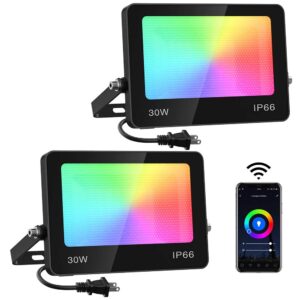 imaihom smart rgb flood light, 30w app control color changing uplighting compatible with alexa, wifi 2700k-6000k outdoor led stage lights, ip66 waterproof uplights for events party christmas garden