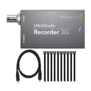 blackmagic design ultrastudio recorder 3g capture device bundle with thunderbolt 3 (40 gbps) usb-c cable (100w, 0.5m) and 6-inch fastening cable ties (10-pack) (3 items)