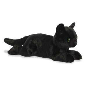 aurora® adorable flopsie™ twilight cat™ stuffed animal - playful ease - timeless companions - black 12 inches