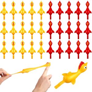 sumind 30 pcs flying chicken slingshot, rubber chicken finger slingshot stretchy chicken shooter slingshot turkey chicken gun for christmas party favors gift goodie bag stuffers(turkey,yellow, red)