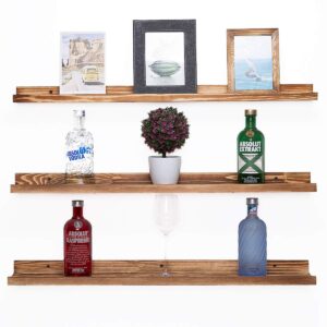 azsky large floating shelves 36 inch wood wall mounted set of 3 floating bookshelf long wooden picture ledge shelf for home decoration