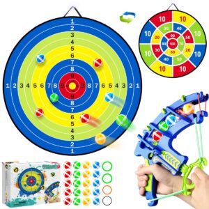 dart board for kids,12 sticky balls,1 toy gun,2 dart bullets set,kids toys gifts for 3 4 5 6 7 8 9 10 11 12 year old boys and girls safe indoor outdoor outside party sports games for ages 3+ boy girl